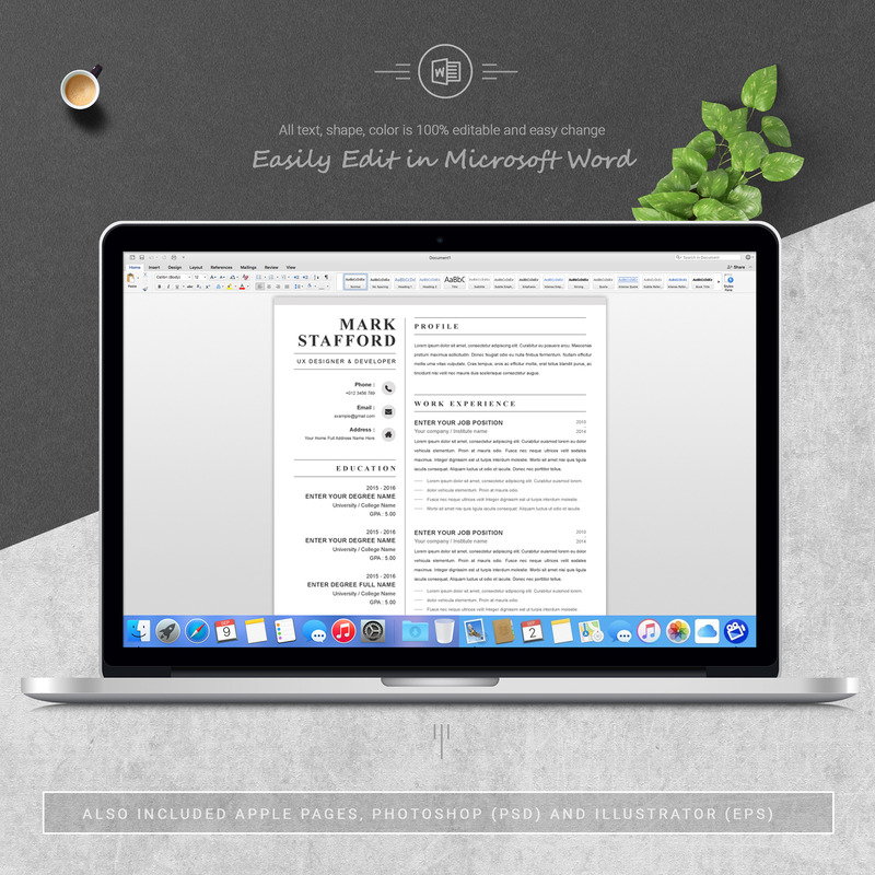 Mark / Clean Resume CV Template #234083 - TemplateMonster