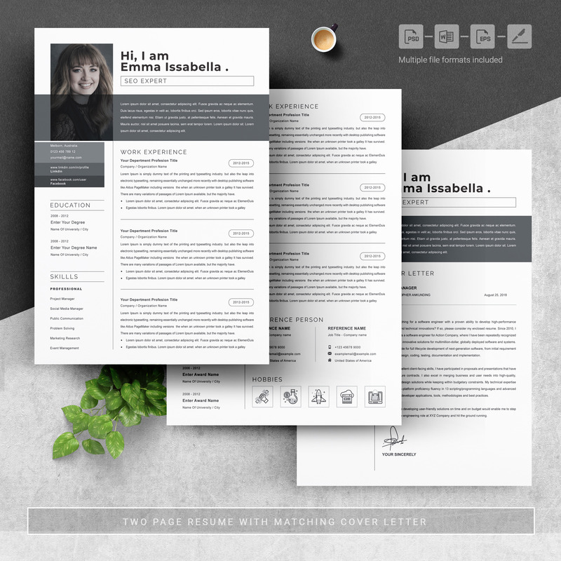 Emma Isabella / Resume CV Template #213166 - TemplateMonster