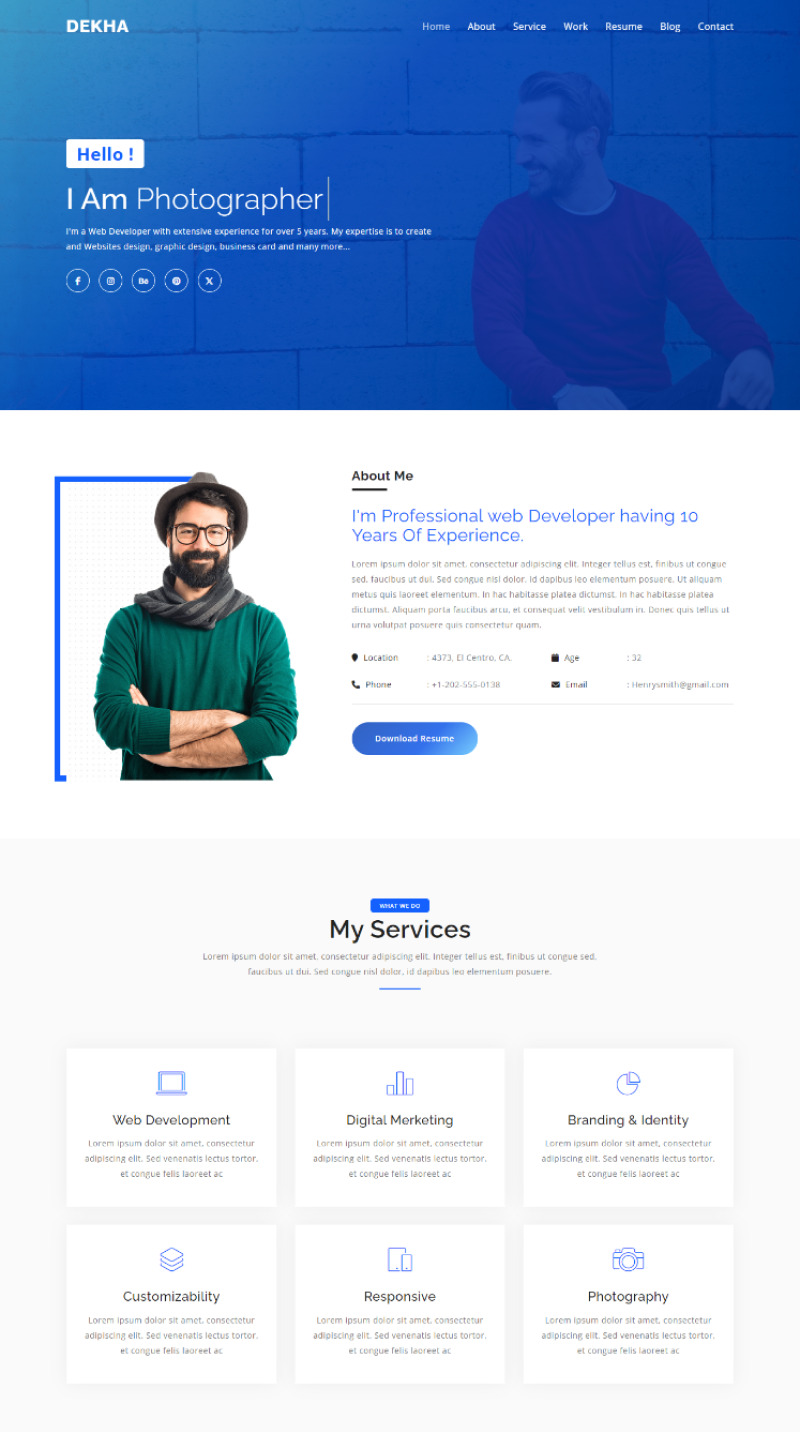 Dekha - Creative Portfolio HTML Landing Page Template
