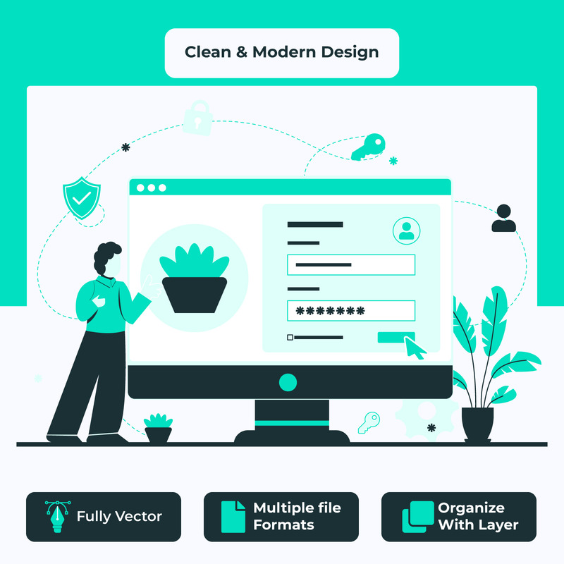 User Authentication and Login Form – Desktop UI Concept illustration