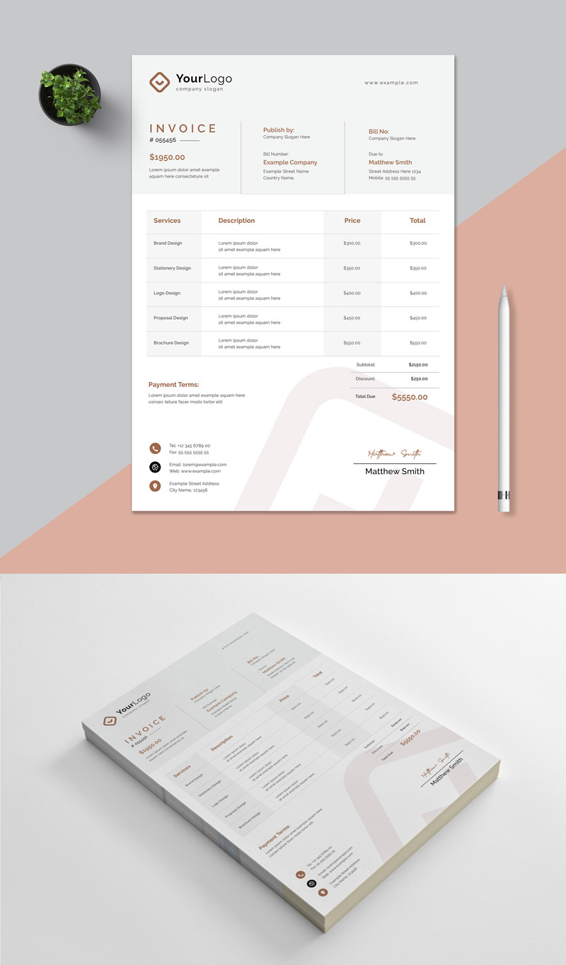 Professional Invoice Template #294025 - TemplateMonster