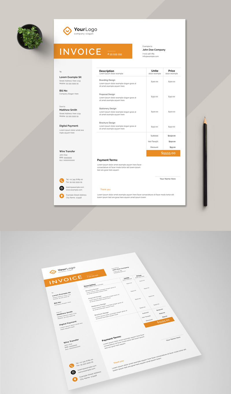 Creative Orange Invoice Template #297336 - TemplateMonster