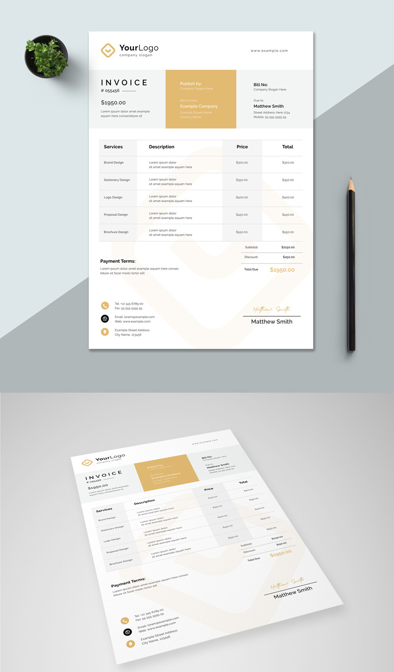 Matthew Smith Invoice Template #294029 - TemplateMonster