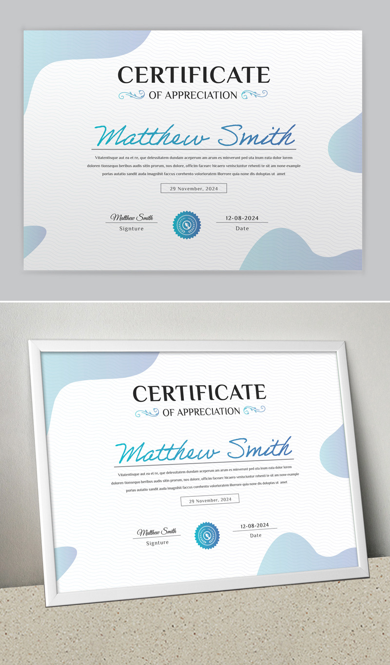 Clean Certificate Template with Modren Design