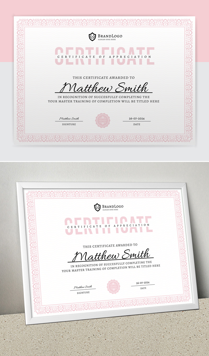 Simple Certificate Template with Modren Design