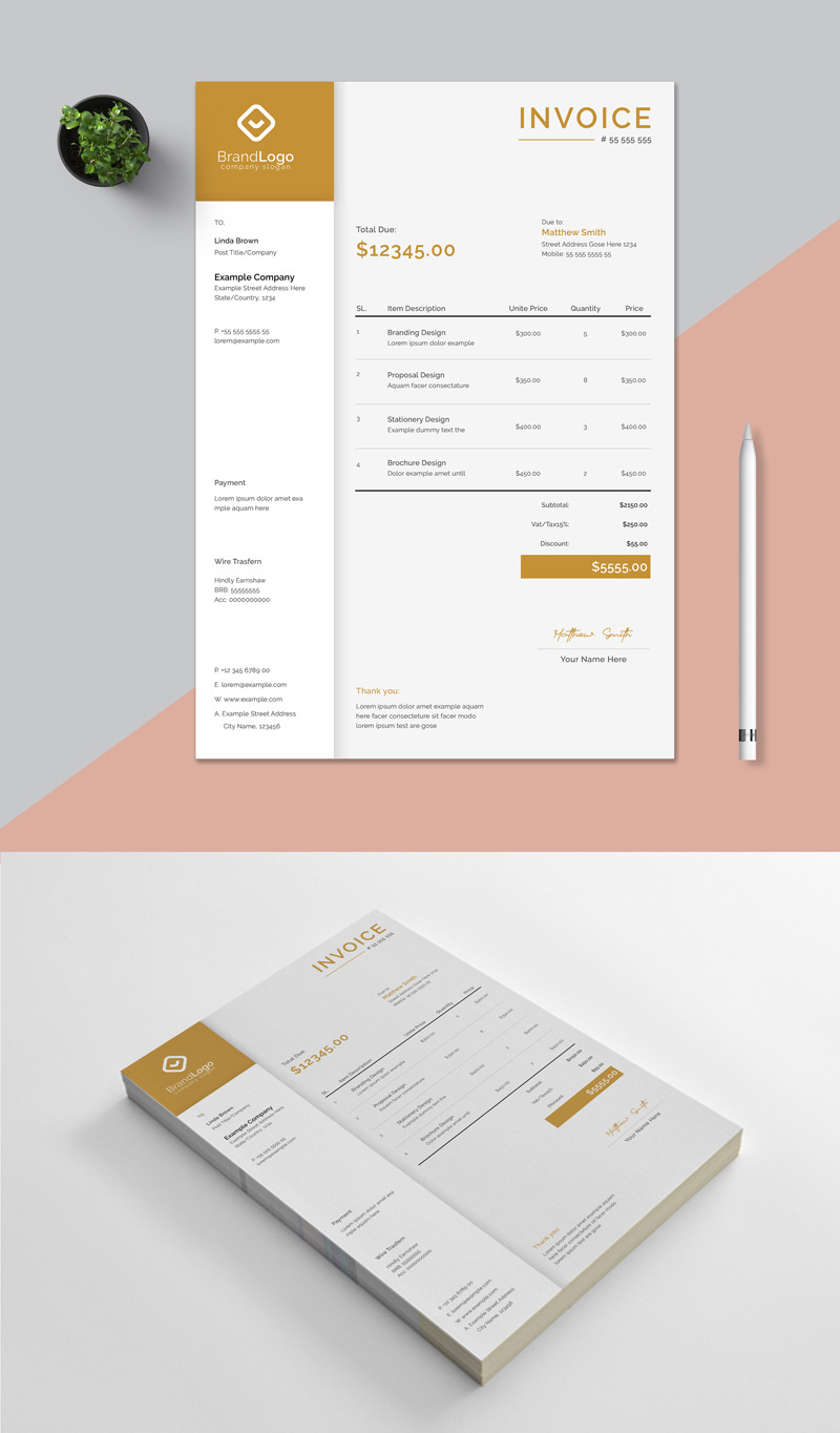 Clean & Creative Invoice Template - TemplateMonster