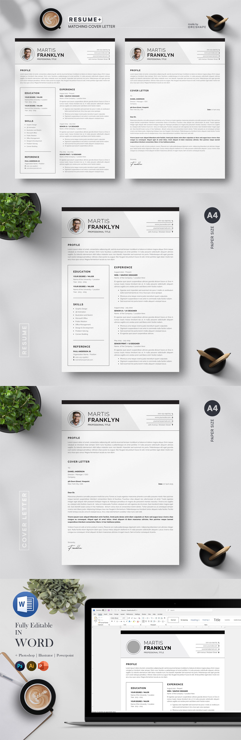 Minimal Modern Resume / CV Design Template - TemplateMonster