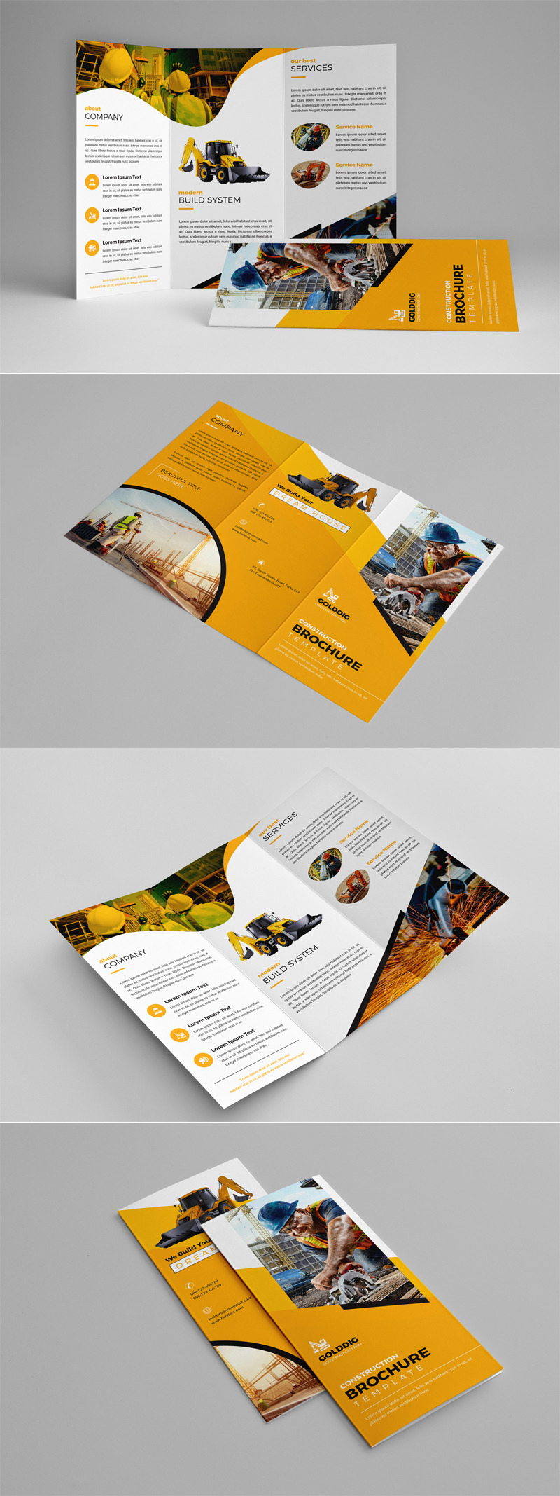 Construction Trifold Brochure Template - TemplateMonster