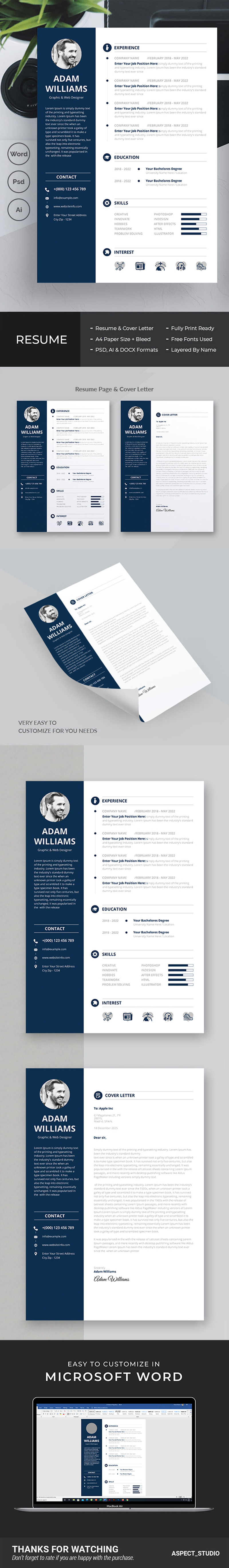 Adam Williams Resume/CV Template #180271 - TemplateMonster