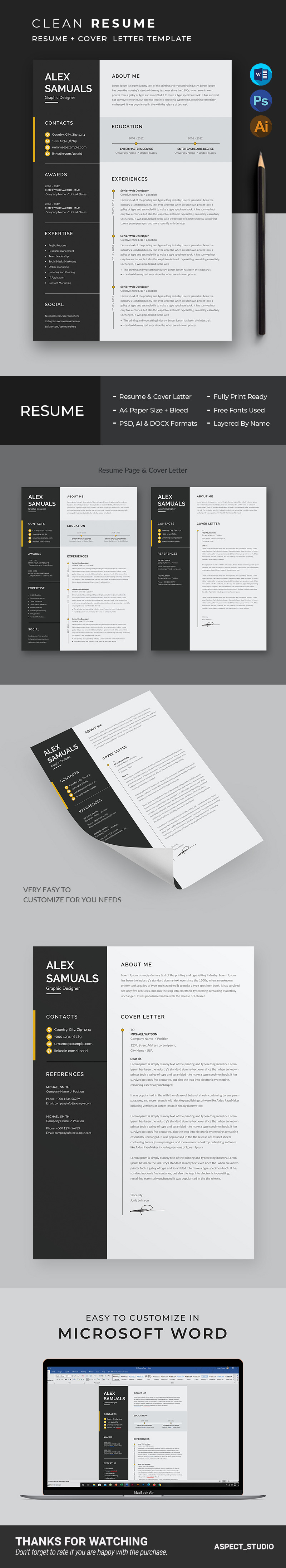 Alex Printable Resume Templates #165104 - TemplateMonster