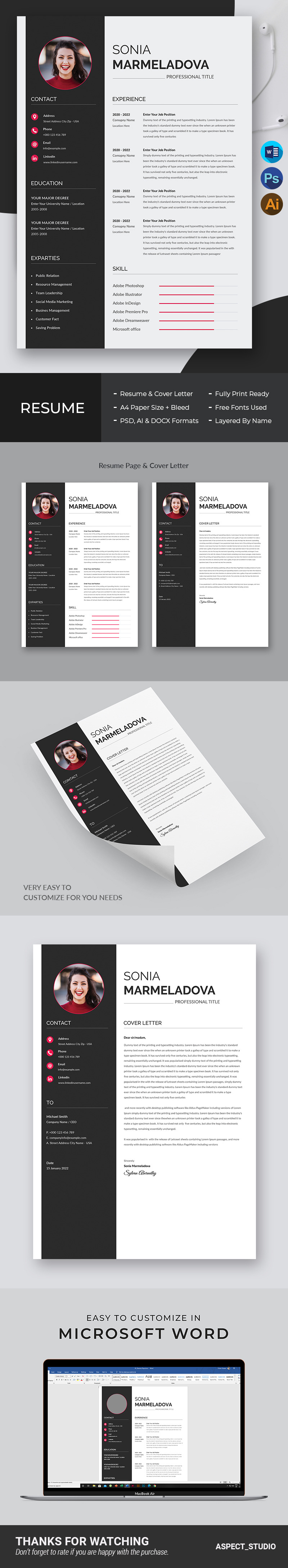Sonia Marmeladova Resume Template #165110 - TemplateMonster