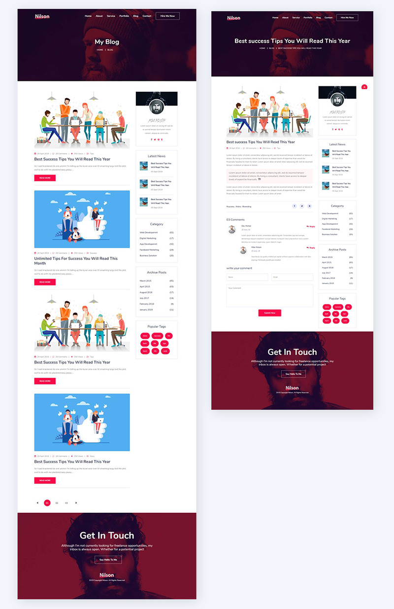 Nilson - Multipurpose Personal Portfolio Resume Website Template