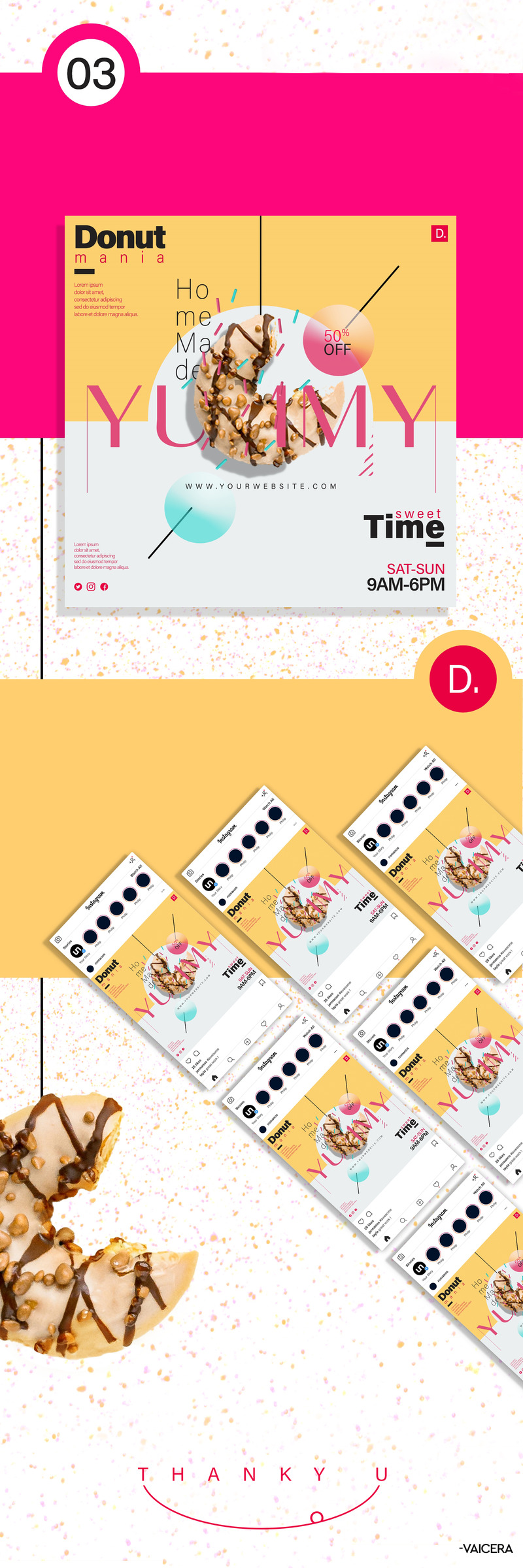 Donut Shop Social Media PSD Template - TemplateMonster