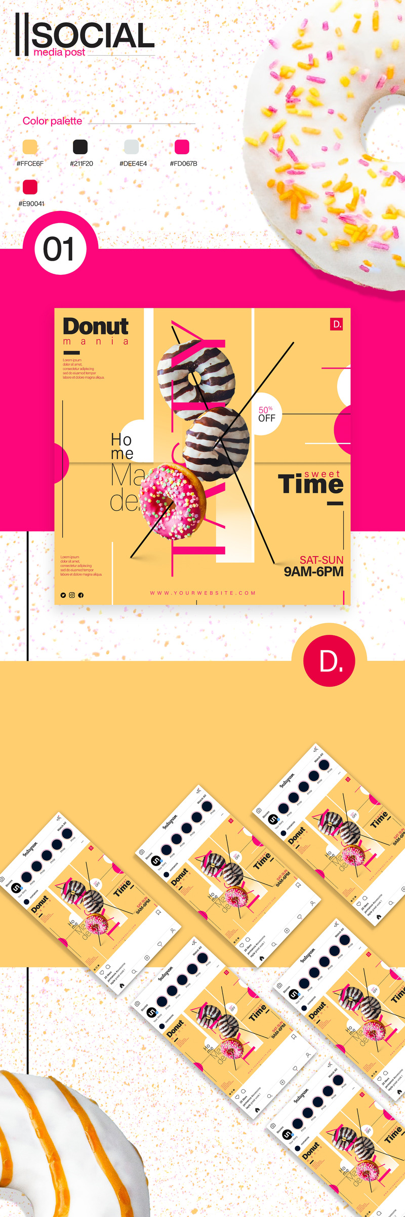 Donut Shop Social Media PSD Template - TemplateMonster