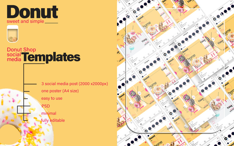 Donut Shop Social Media PSD Template - TemplateMonster