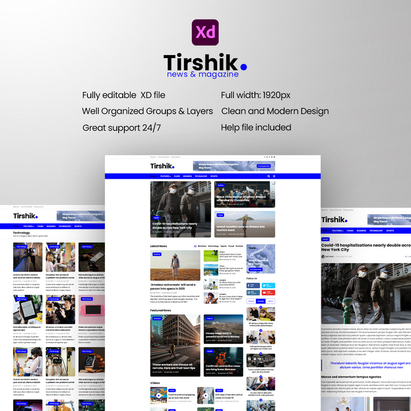 Tirshik - News & Magazine XD Template - TemplateMonster