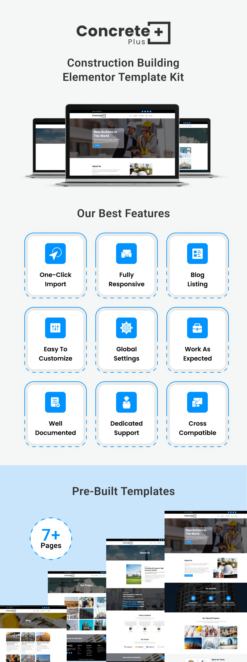 Concrete Plus - Construction Building Elementor Template Kit