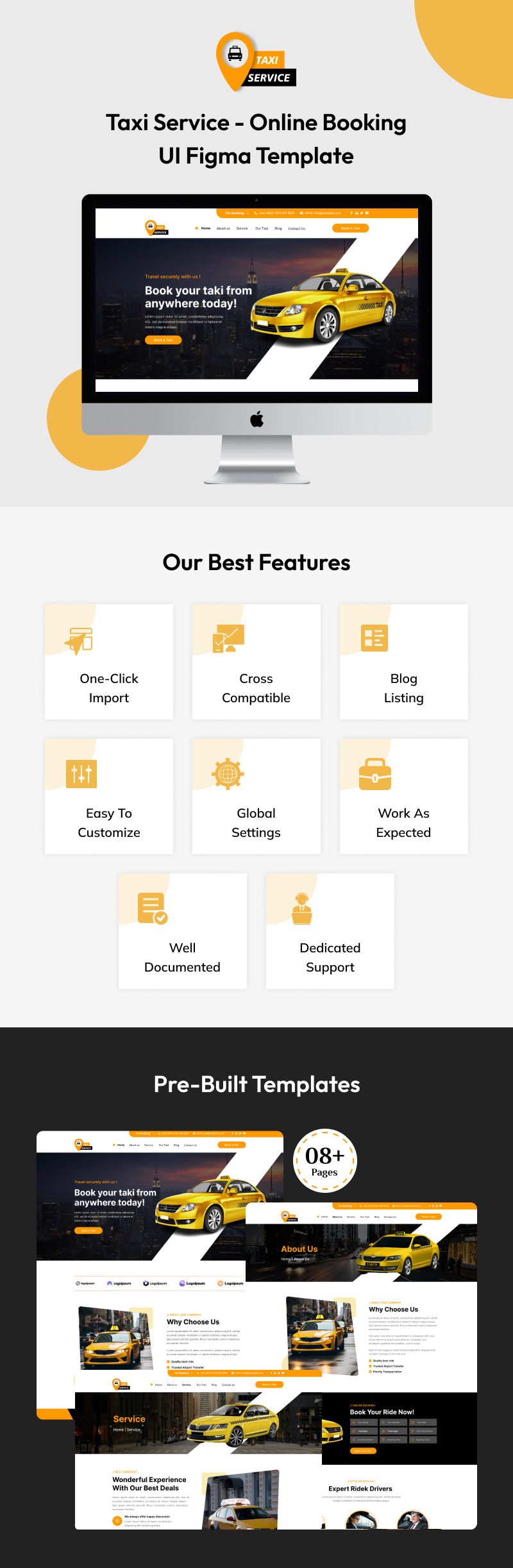 Taxi Service - Online Booking Website Figma UI Template
