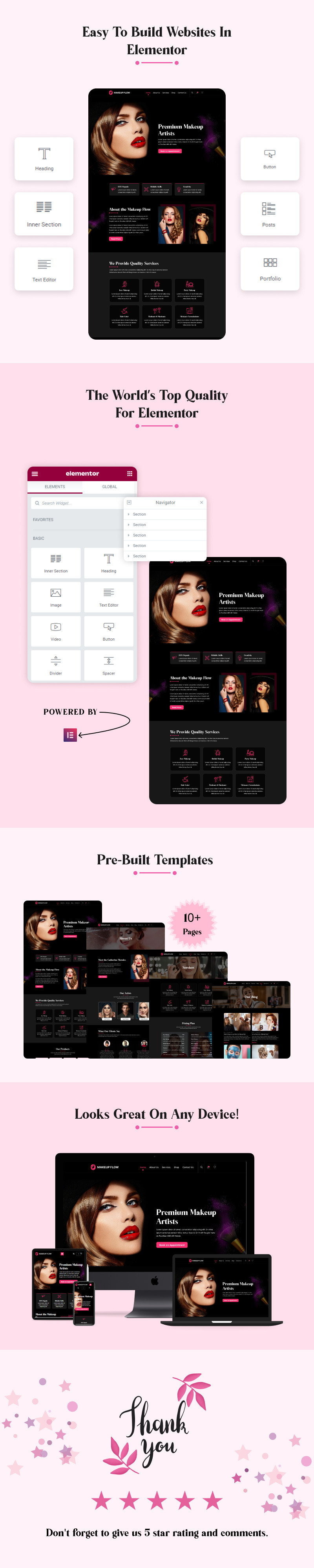 Makeup Flow - Beauty Salon and Cosmetics Elementor Template Kit