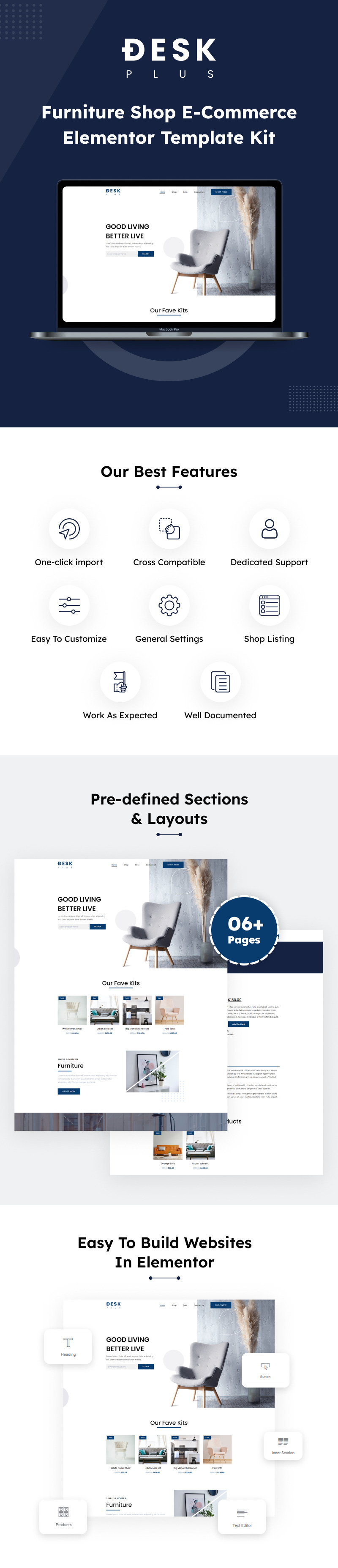 DeskPlus - Furniture Shop E-Commerce Elementor Template Kit