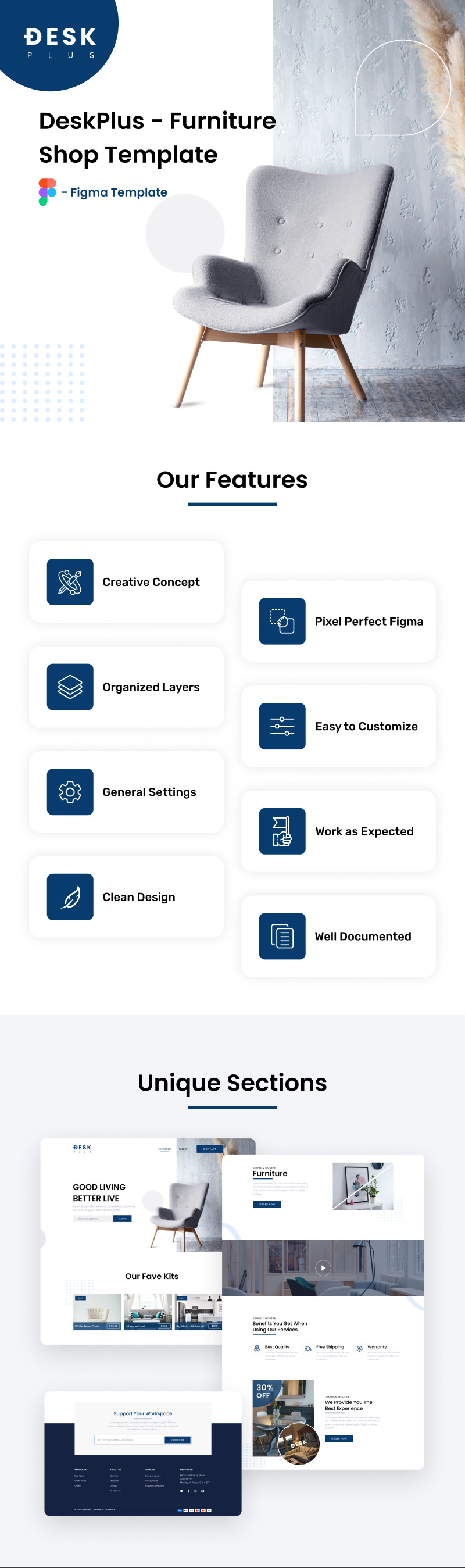 DeskPlus - Furniture Shop Landing Page Figma Template