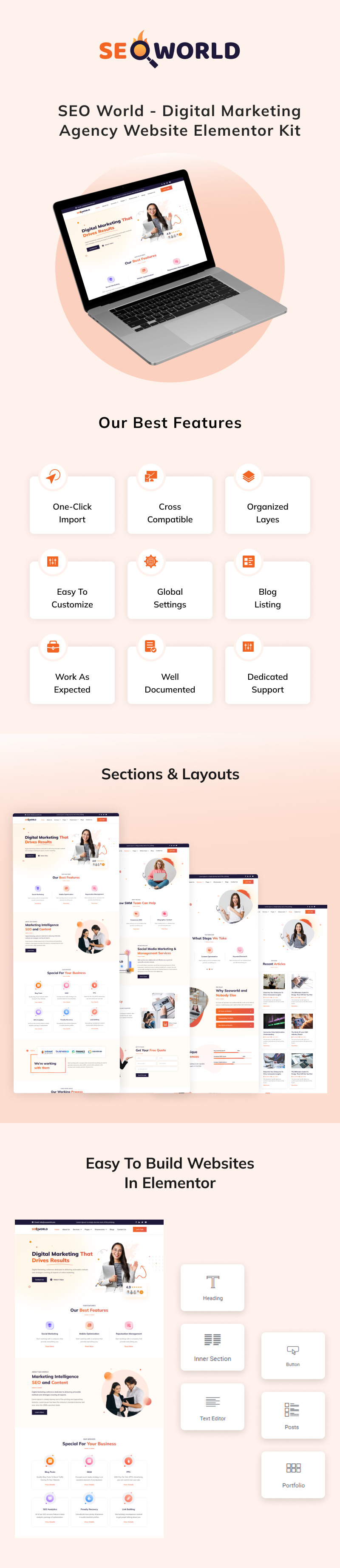 SEO World - Digital Marketing Agency Website Elementor Kit