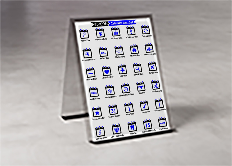 60 Premium Calendar Icon Set Template - TemplateMonster