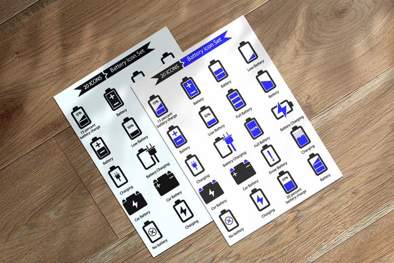 40 Premium Battery Icon Set #193364 - TemplateMonster