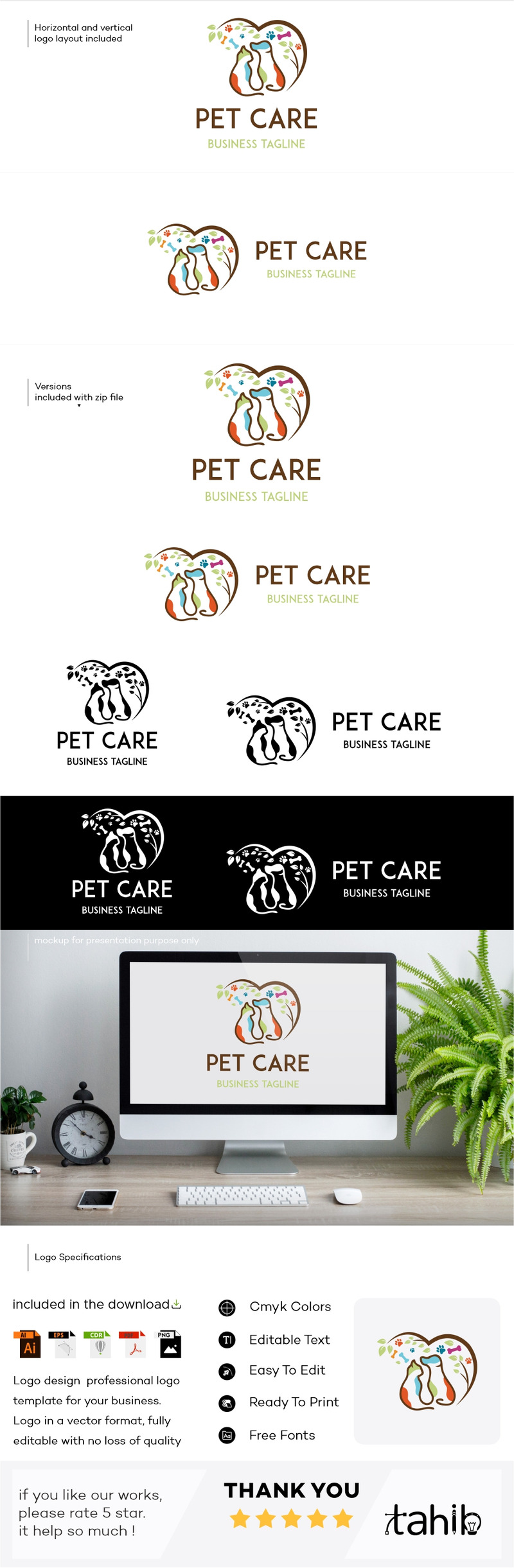 Pet Care Logo Template Design #186547 - TemplateMonster