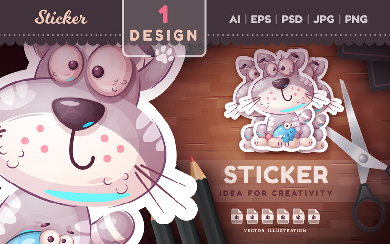 Sticker Big Cat | Cartoon PNG #293934 - TemplateMonster