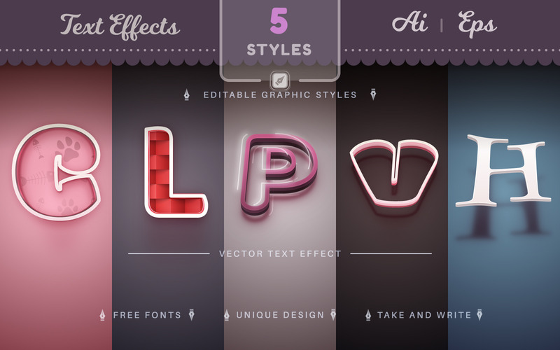 Set 5 Love Effets de texte modifiables, Styles de police 2