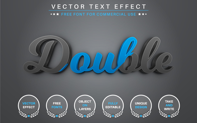 Double Color - Editable Text Effect, Font Style, Graphics Illustration