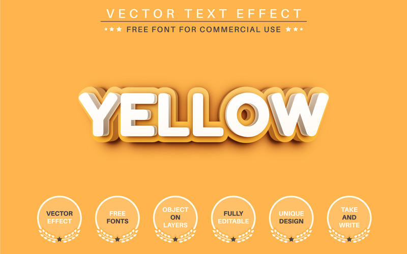 Yellow - Editable Text Effect, Font Style, Graphics Illustration