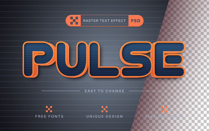 Pulse - Bearbeitbarer Texteffekt, Schriftstil, Designillustration