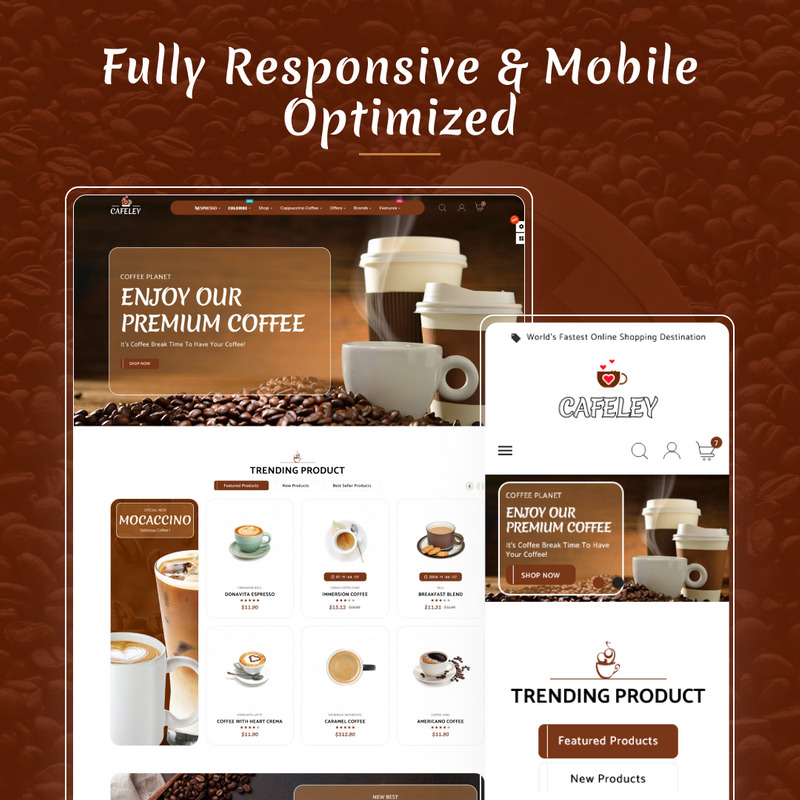 Cafeley VIP Mega Coffee–Tea Nature–Nescafe PrestaShop 8.0 Premium Responsive Theme