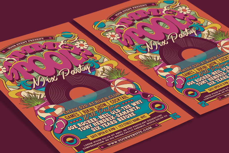 Summer Pool Mix Party Flyer Poster Template - TemplateMonster