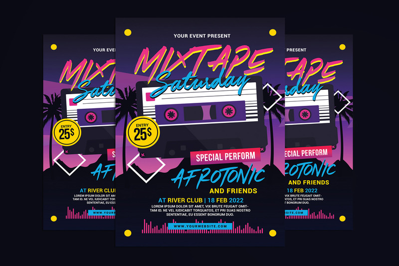 Mixtape Saturday Party Flyer #228976 - TemplateMonster