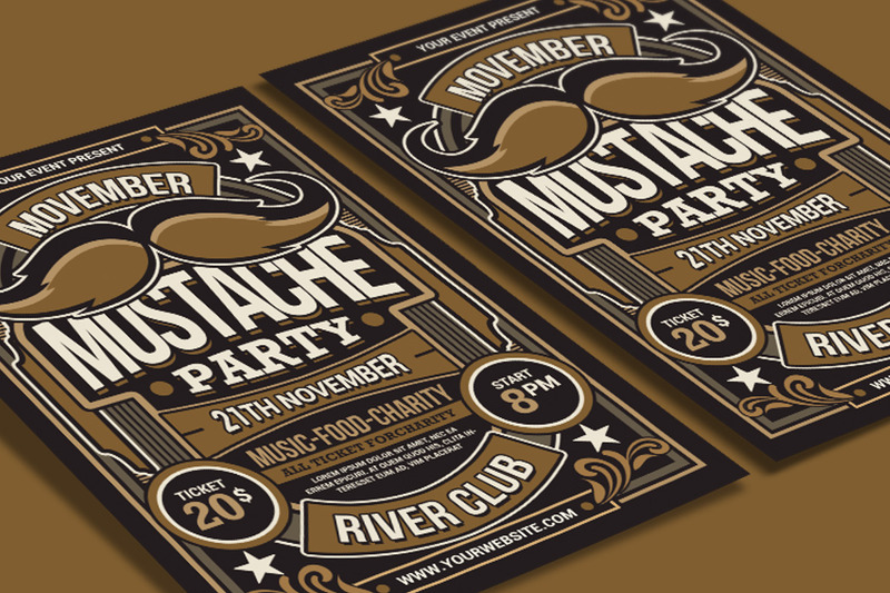 Movember Moustache Party Flyer #285185 - TemplateMonster