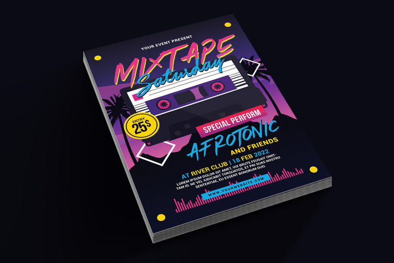 Mixtape Saturday Party Flyer #228976 - TemplateMonster