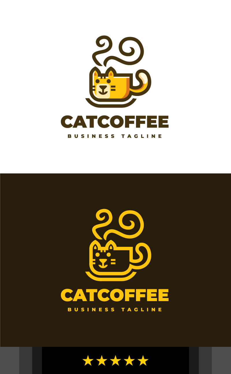 Cute Cat Coffee Logo Template #359036 - TemplateMonster