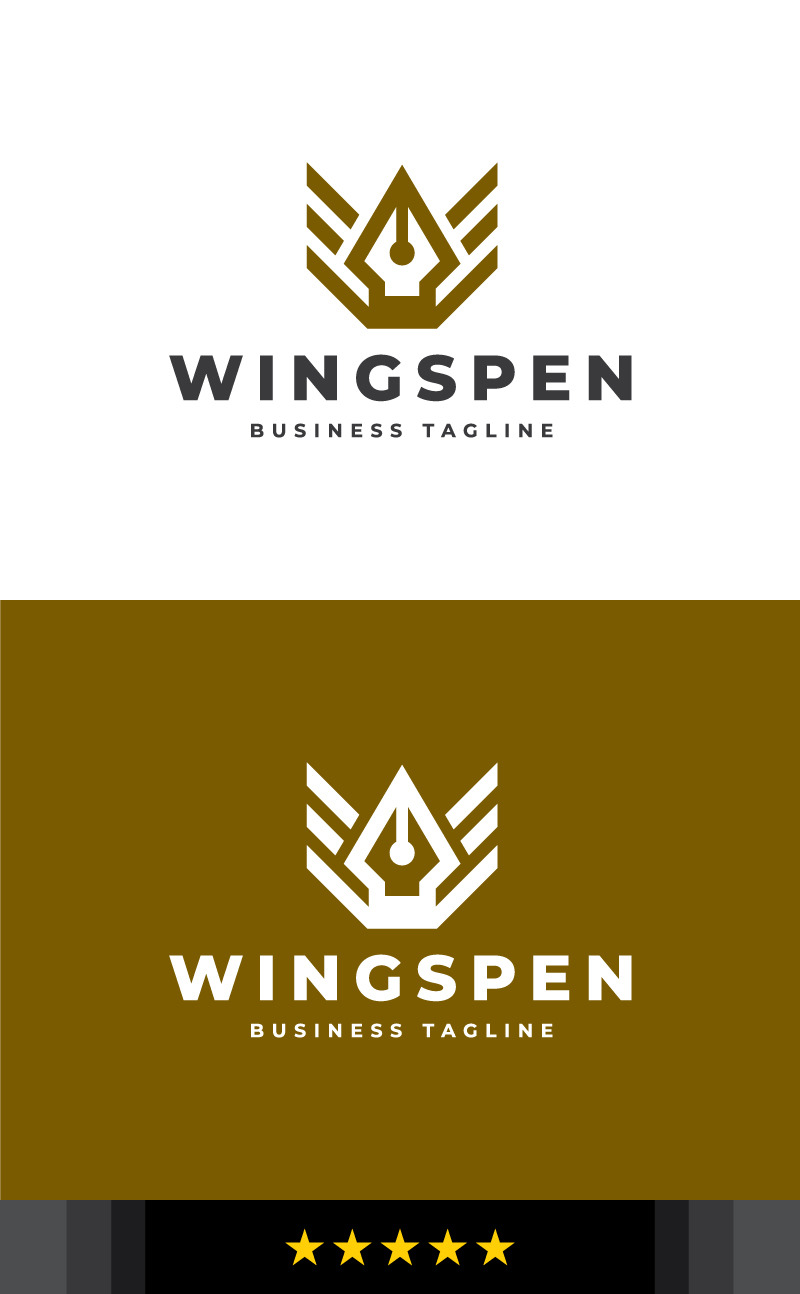 Modèle de logo de stylo ailes créatives - TemplateMonster