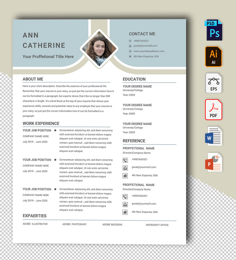 ANN Catherine Professional Resume Template - TemplateMonster