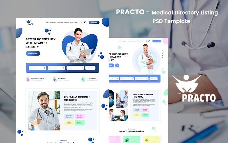 Practo - Medical Directory Listing PSD Template