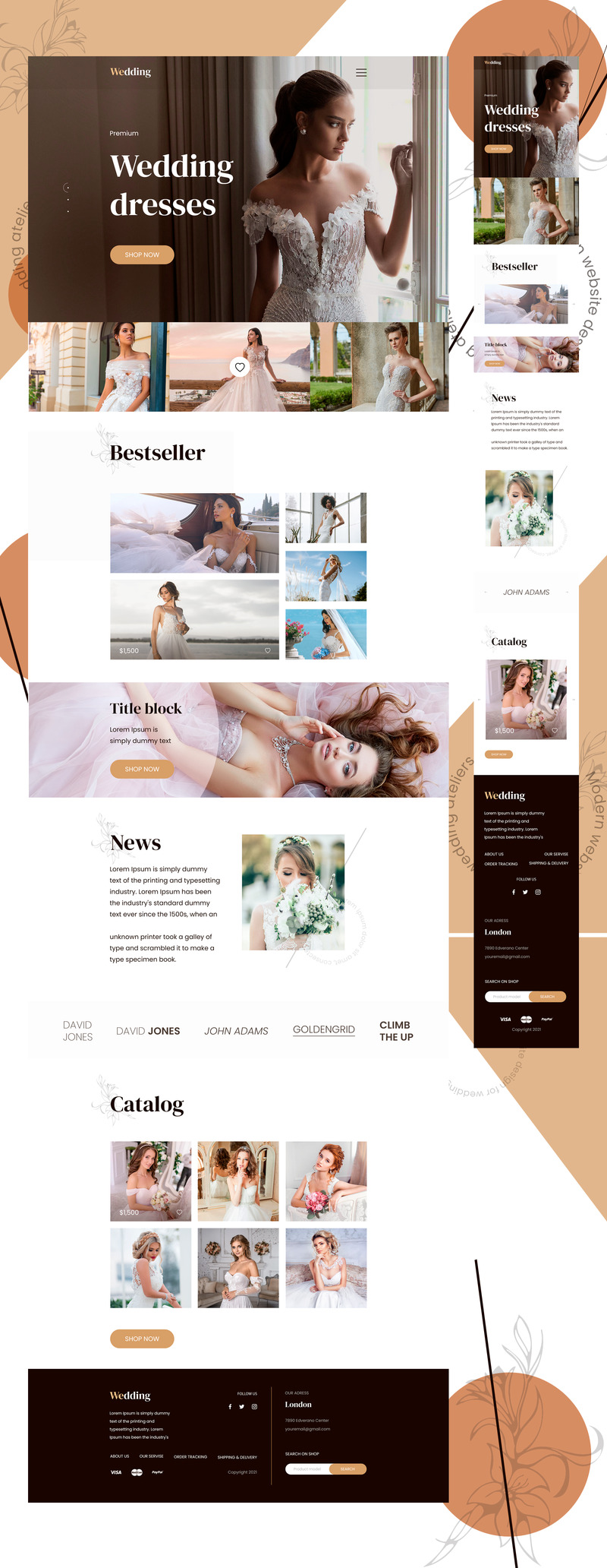 Wedding Dresses Website Desktop & Mobile Version PSD Template