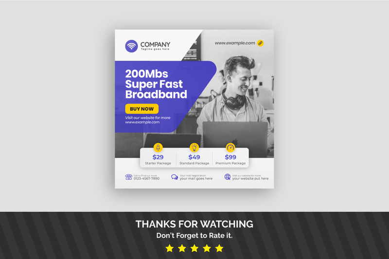 Modern Broadband Internet Social Media Post Design Template