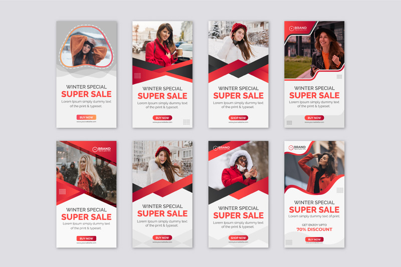 8 Winter Special Instagram Story Design Template Bundle