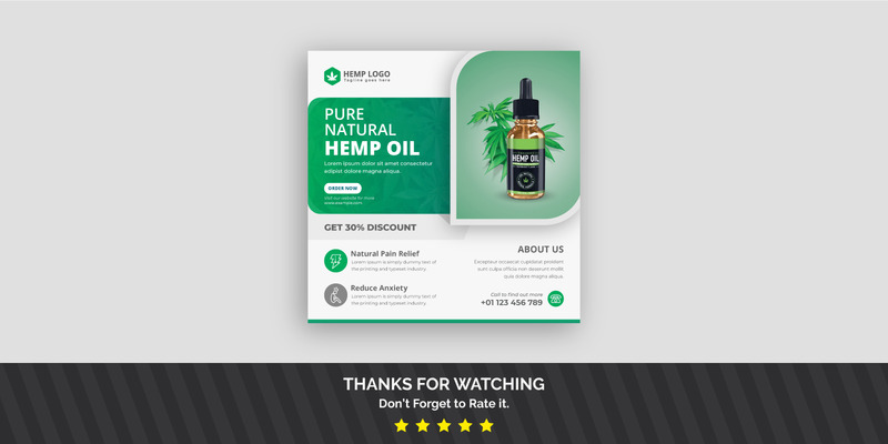 Hemp CBD Oil Promotional Social Media Instagram Post And Web Banner Design