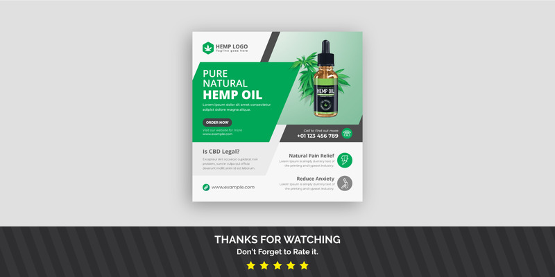 Clean Hemp CBD Oil Product Social Media Post Design Banner