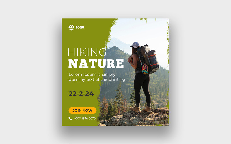 Hiking Nature Social Media Post Design - TemplateMonster