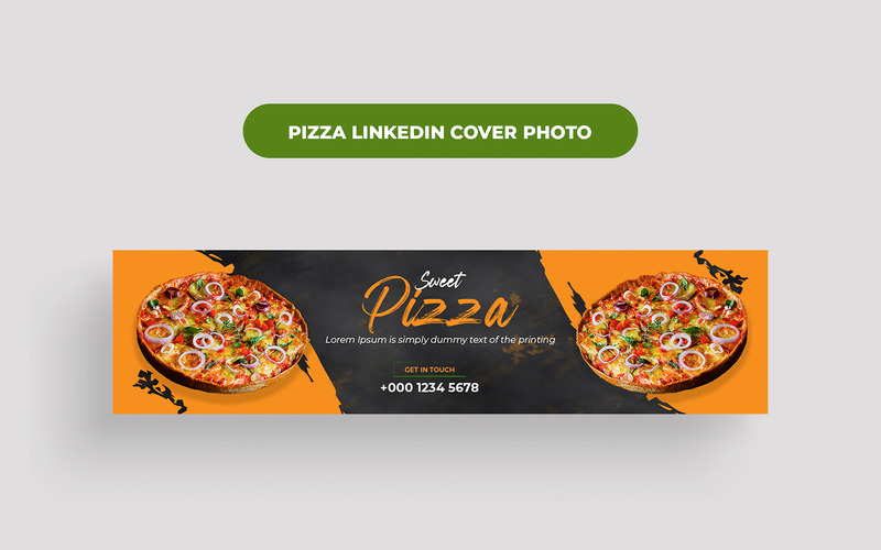 Pizza Food LinkedIn Cover Photo Template - TemplateMonster